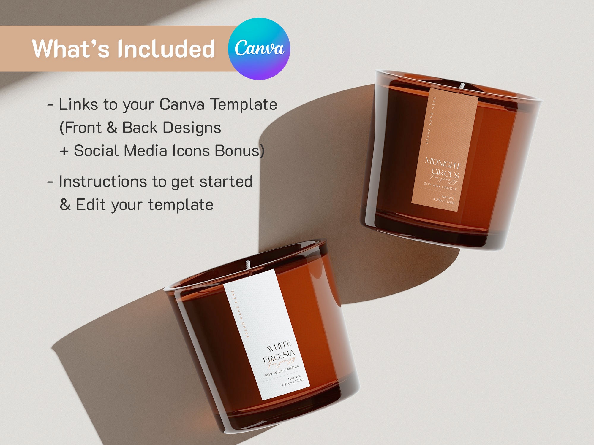 Vertical Candle Labels Template Canva | Editable Thin Label | Slim ...