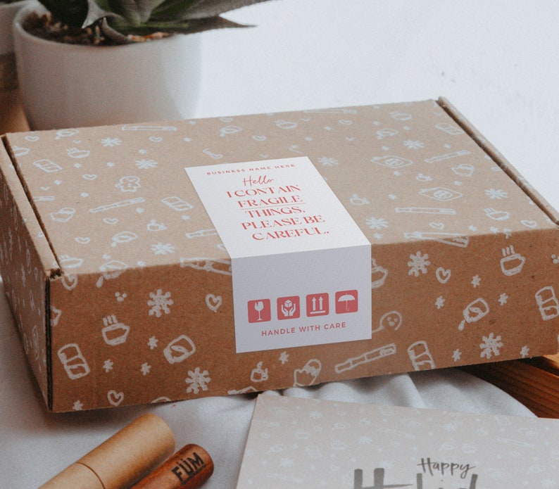 Fragile Label Template Canva Handle With Care Sticker Template Editable ...