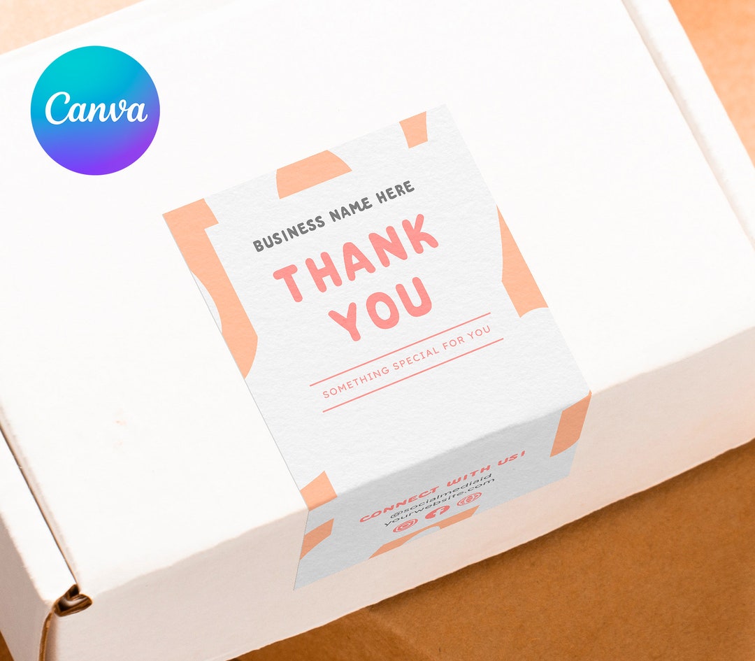 Pink Shipping Box Label Template Canva | BOHO Order Packaging Seal ...
