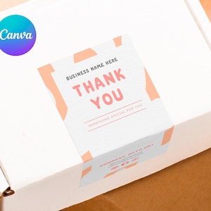 Pink Shipping Box Label Template Canva | BOHO Order Packaging Seal ...