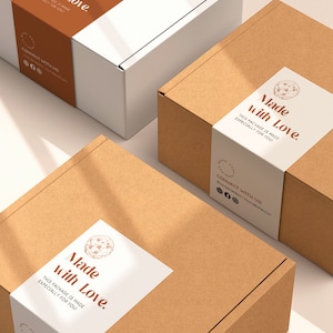 Cookie Box Label Template Canva | Order Packaging Seal Sticker ...