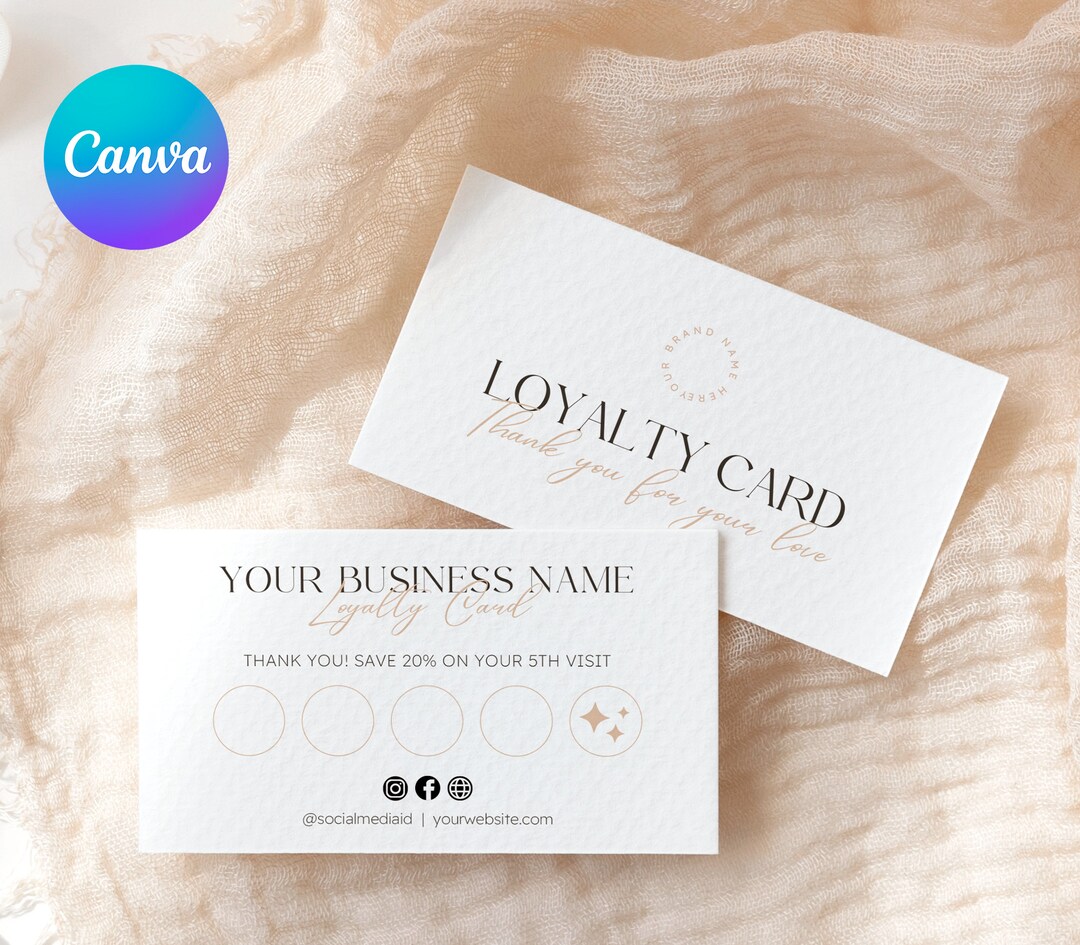 Modern Loyalty Card Template | Customer Punch Card | Digital Canva ...