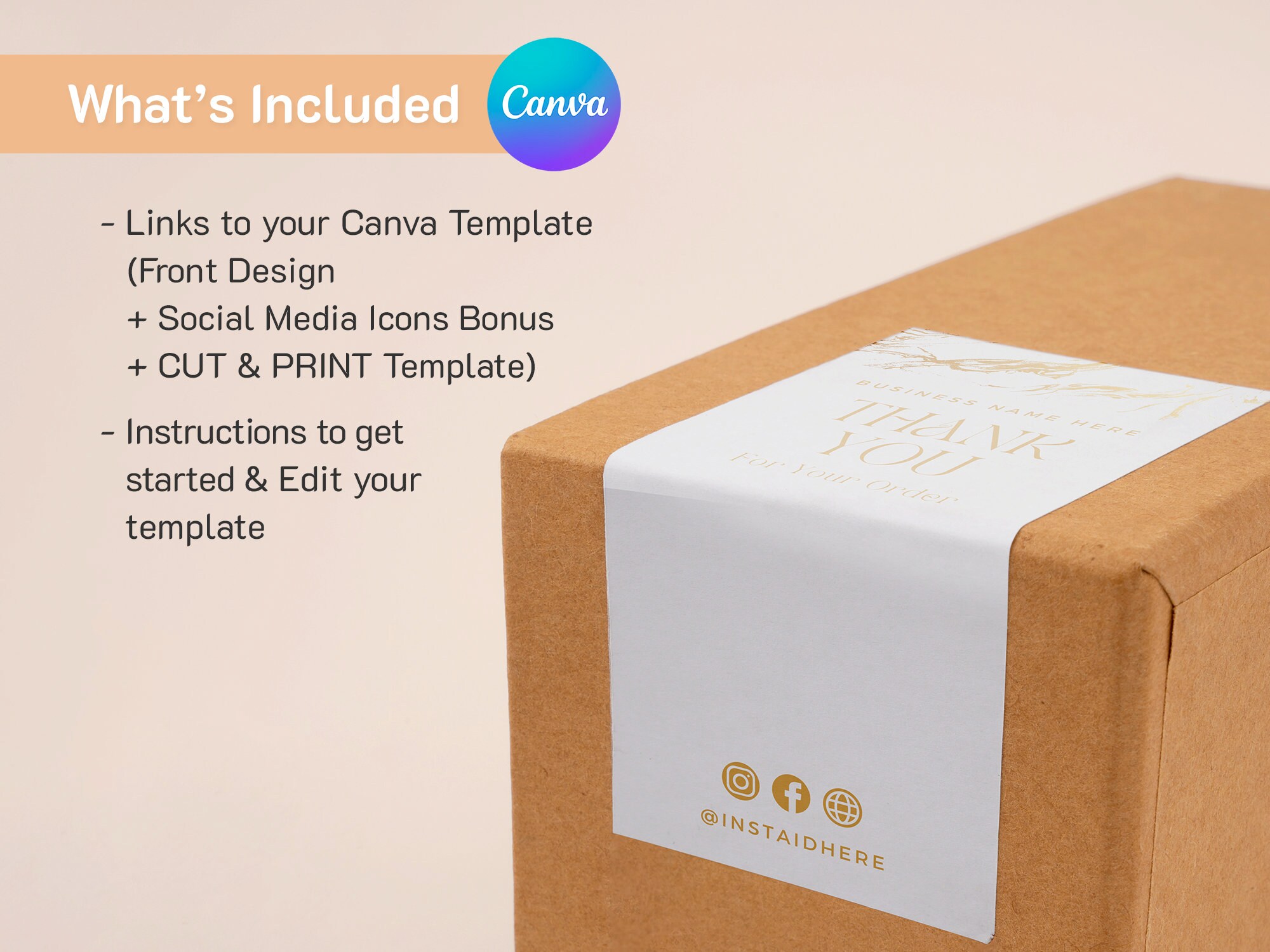 Editable Box Label Template Canva | Order Packaging Label Design ...