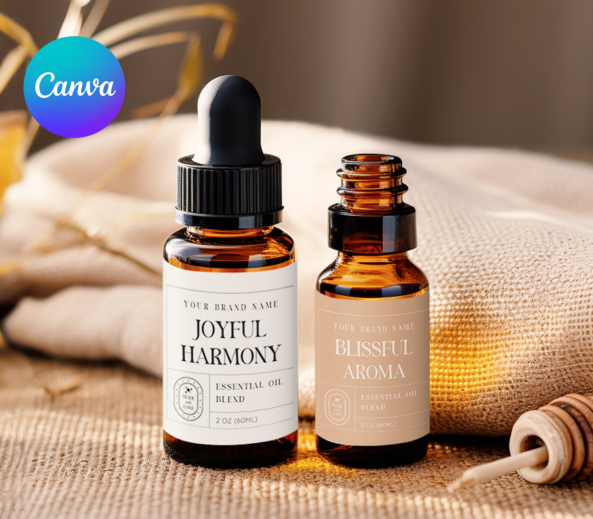 Modern Dropper Bottle Label Template Canva Oil Bottle Label Design ...