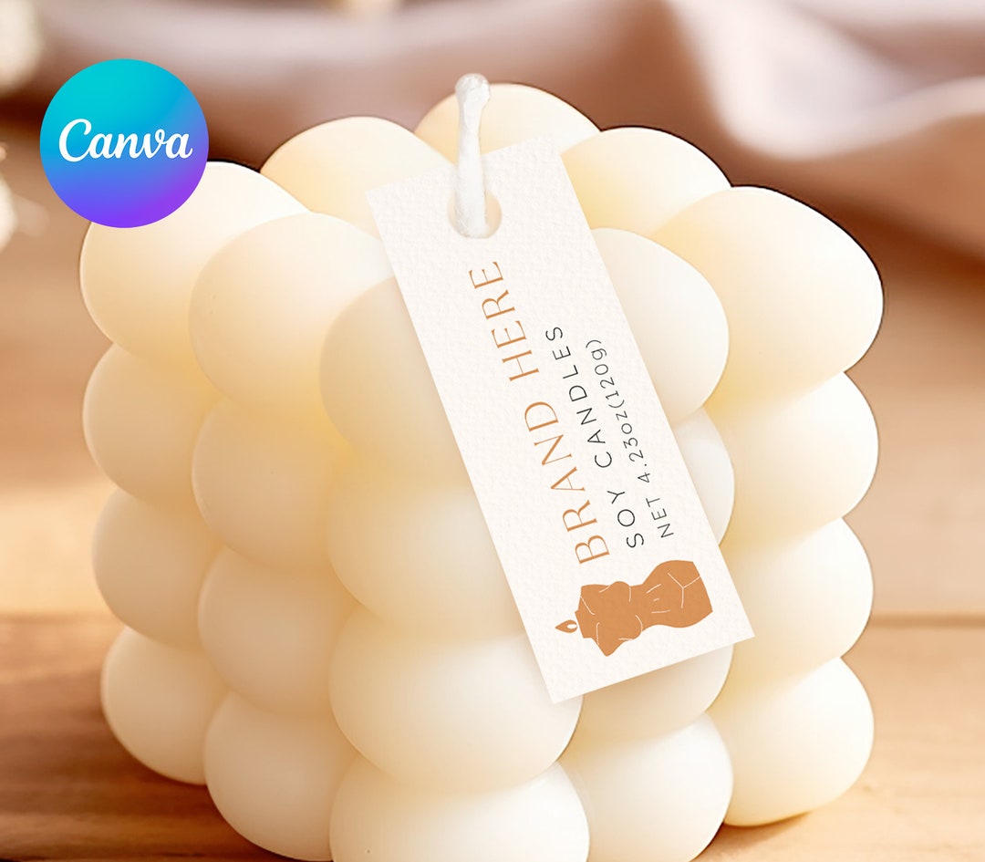 Editable Candle Hang Tag Canva Template | Narrow Candle Tags | Custom ...