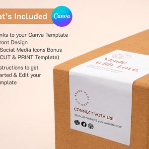 Cookie Box Label Template Canva | Order Packaging Seal Sticker ...