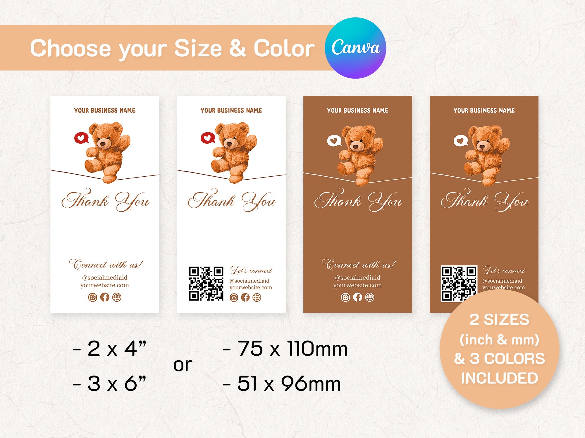 Teddy Bear Box Labels Template Canva | Order Packaging Seal Sticker ...