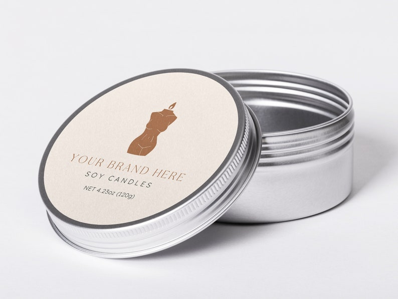 Modern Round Candle Label Template Canva Circular Tin Product Sticker ...