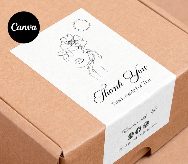 Female Art Box Label Template Canva | Shipping Stickers for Packaging ...