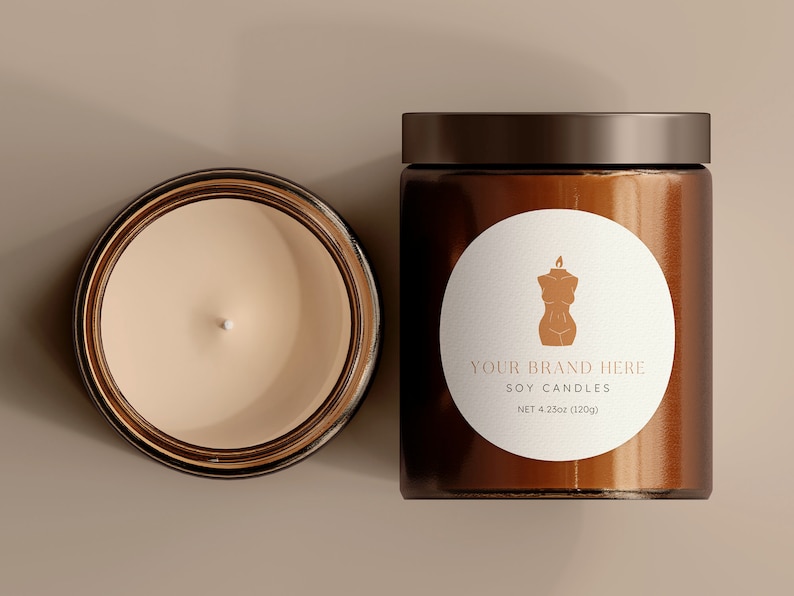 Modern Round Candle Label Template Canva Circular Tin Product Sticker ...