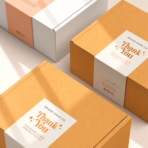 Retro Box Label Template Canva | Order Packaging Seal Sticker ...