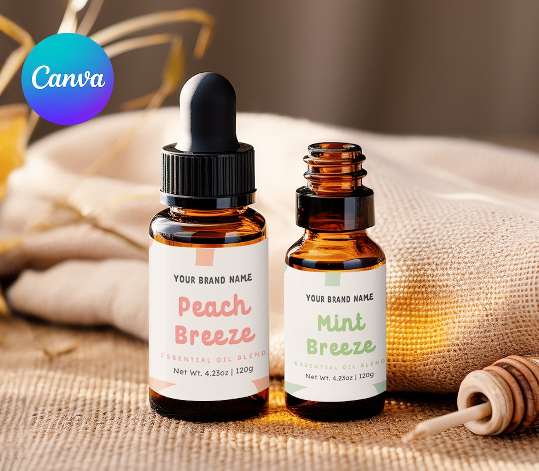 Facial Oil Bottle Label Template Canva | Oil Bottle Label Design ...