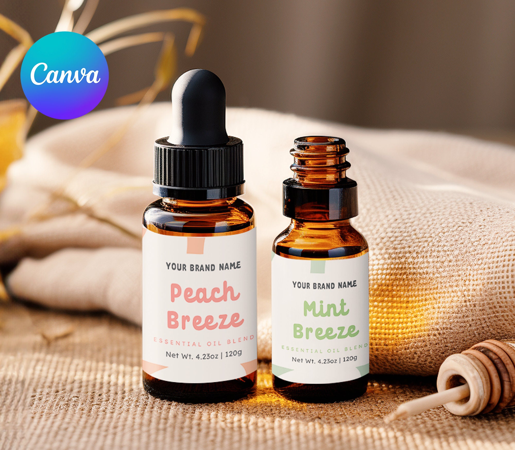 Facial Oil Bottle Label Template Canva Oil Bottle Label Design Cosmetic ...