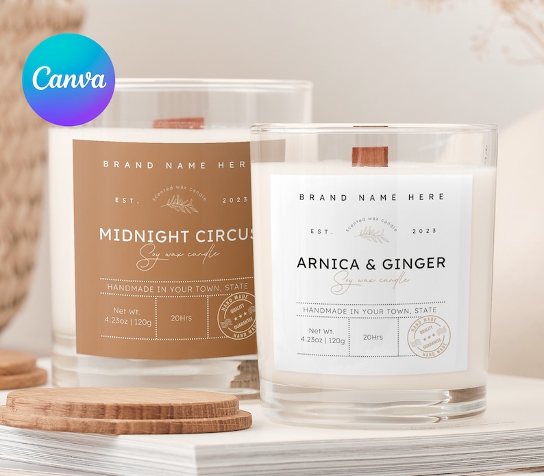 Modern Candle Labels Template Canva | Minimal Customizable Product ...