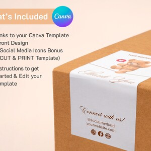 Teddy Bear Box Labels Template Canva | Order Packaging Seal Sticker ...