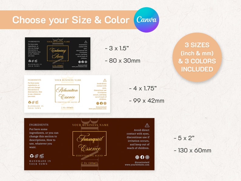 Luxury Oil Bottle Label Template Canva | Dropper Bottle Label Design ...