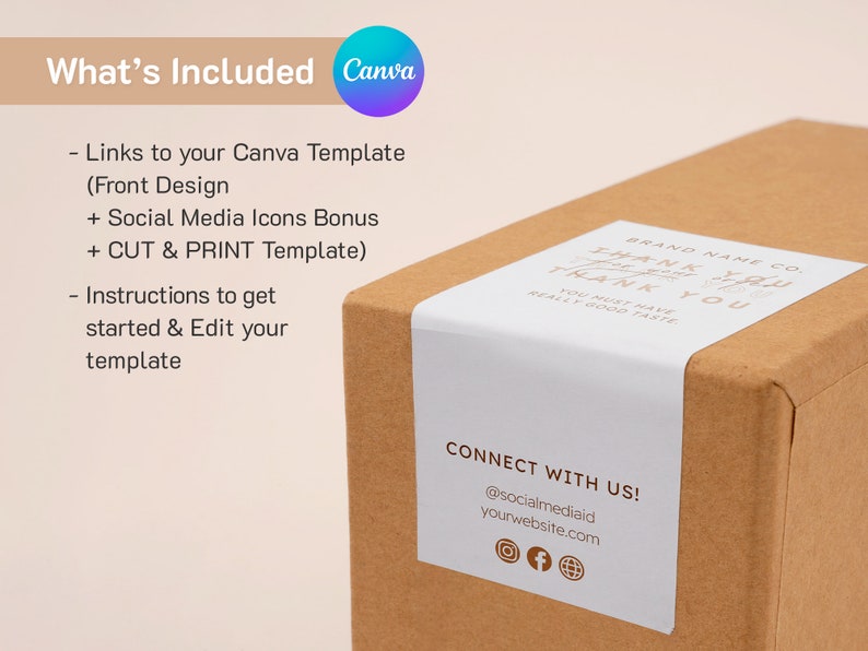 Mailer Box Label Template Canva | Order Packaging Seal Sticker ...