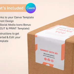 Pink Shipping Box Label Template Canva | BOHO Order Packaging Seal ...