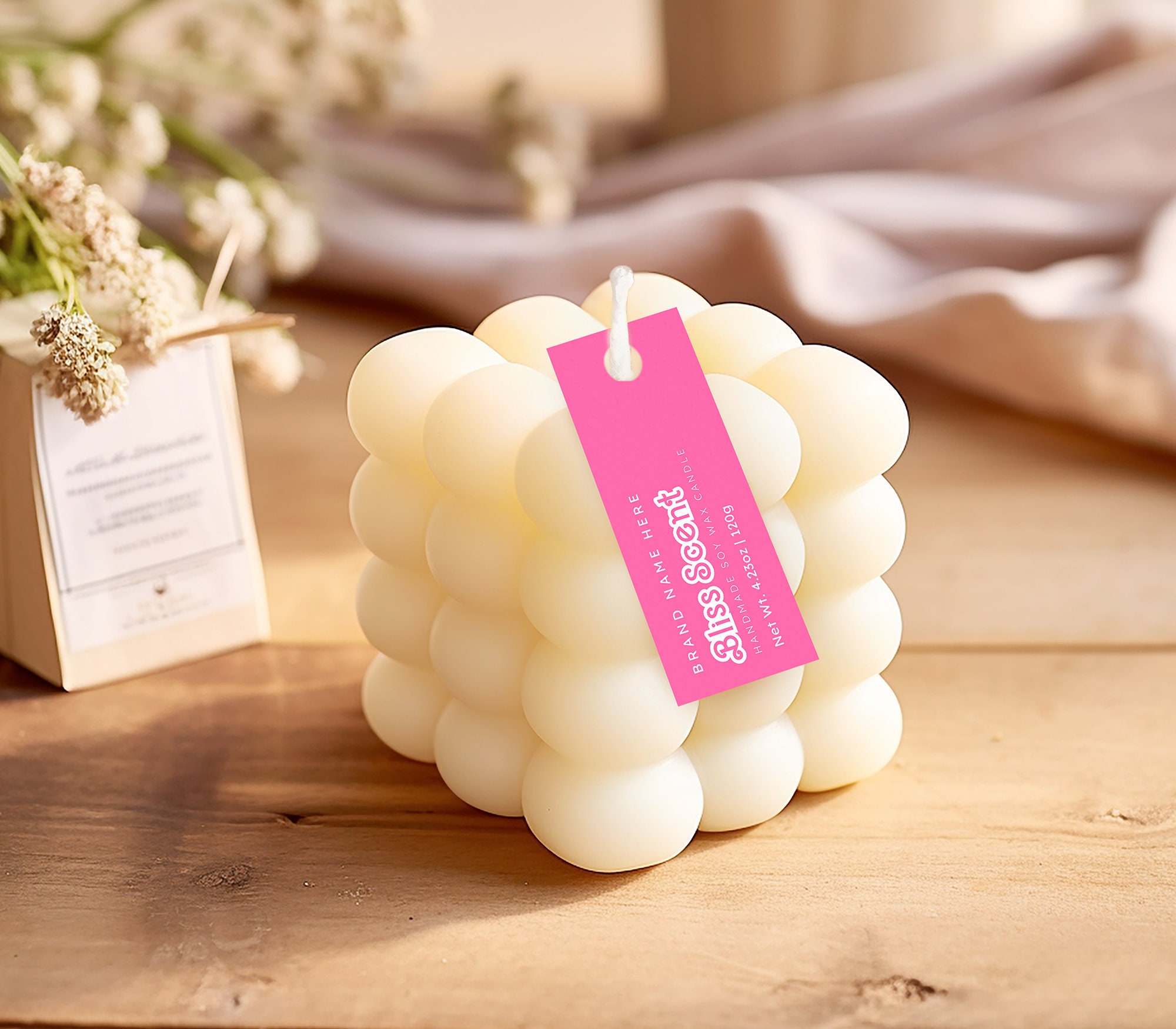 Barbie Candle Hang Tags Canva Template Pink Thin Candle Hang Tag Skinny ...
