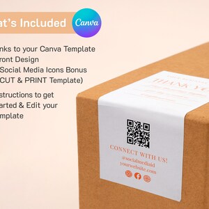 QR Code Box Label Template Canva | Custom Packaging Box Seal | Shipping ...