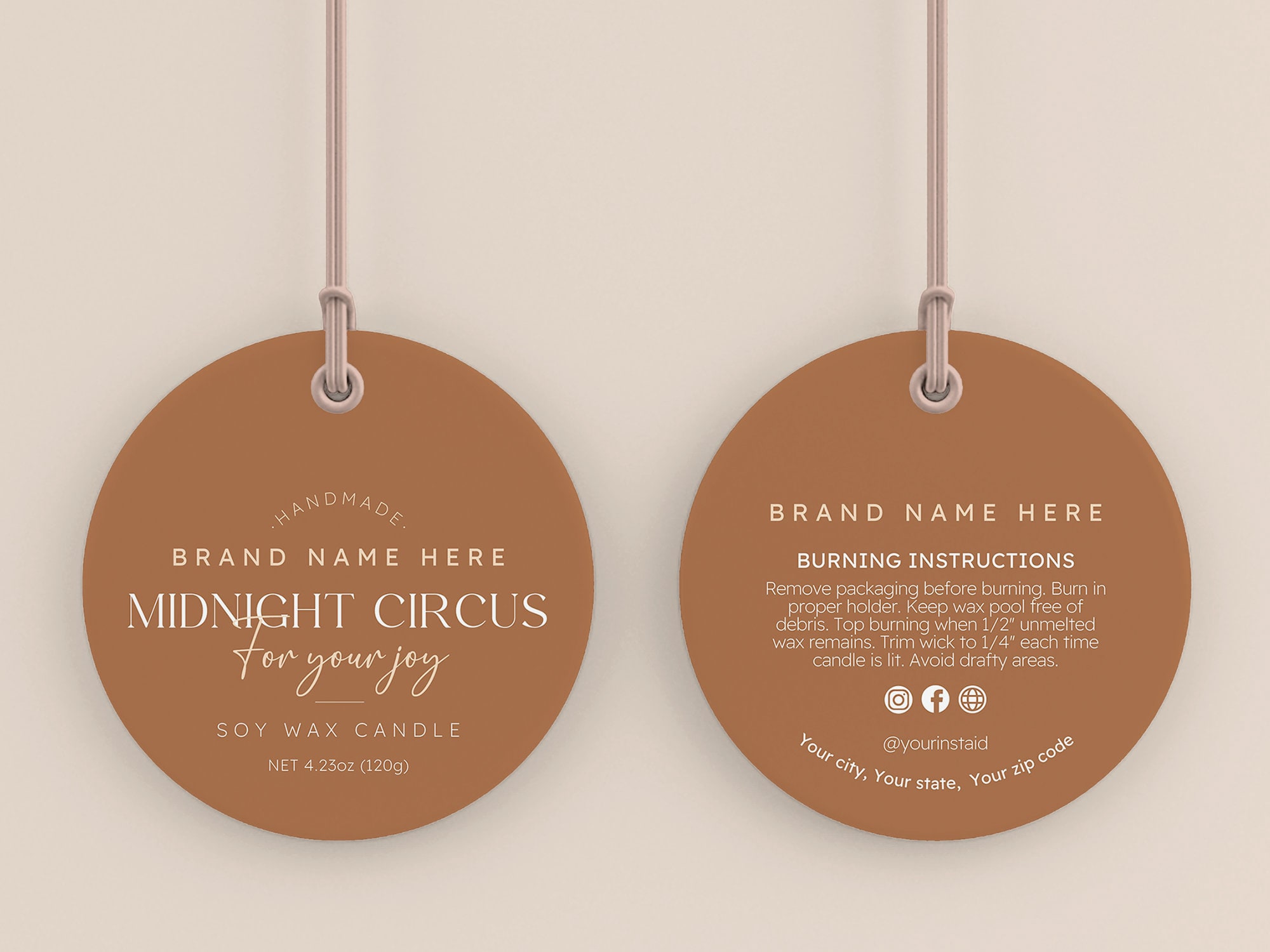 Candle Hang Tag Template Canva Printable, Editable Product Tags Custom ...