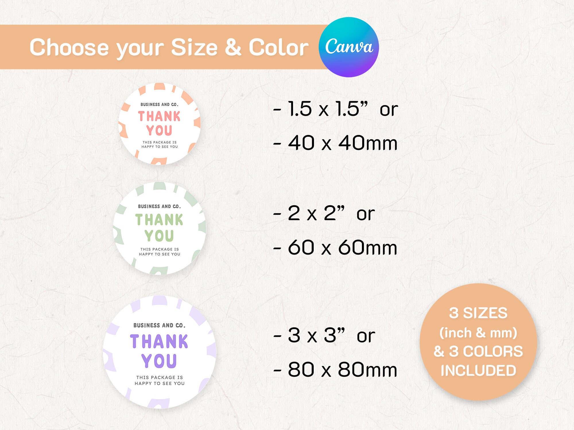 Packaging Thank You Sticker Template Canva Editable Small - Etsy