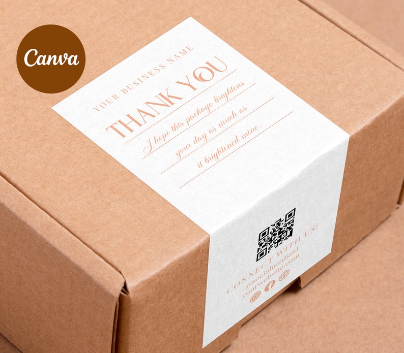 QR Code Box Label Template Canva Custom Packaging Box Seal Shipping ...