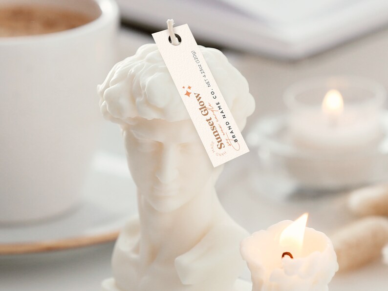 Thin Candle Hang Tags Template Canva Skinny Retro Candle Tag Narrow ...