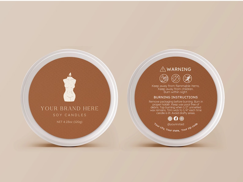 Modern Round Candle Label Template Canva Circular Tin Product Sticker ...
