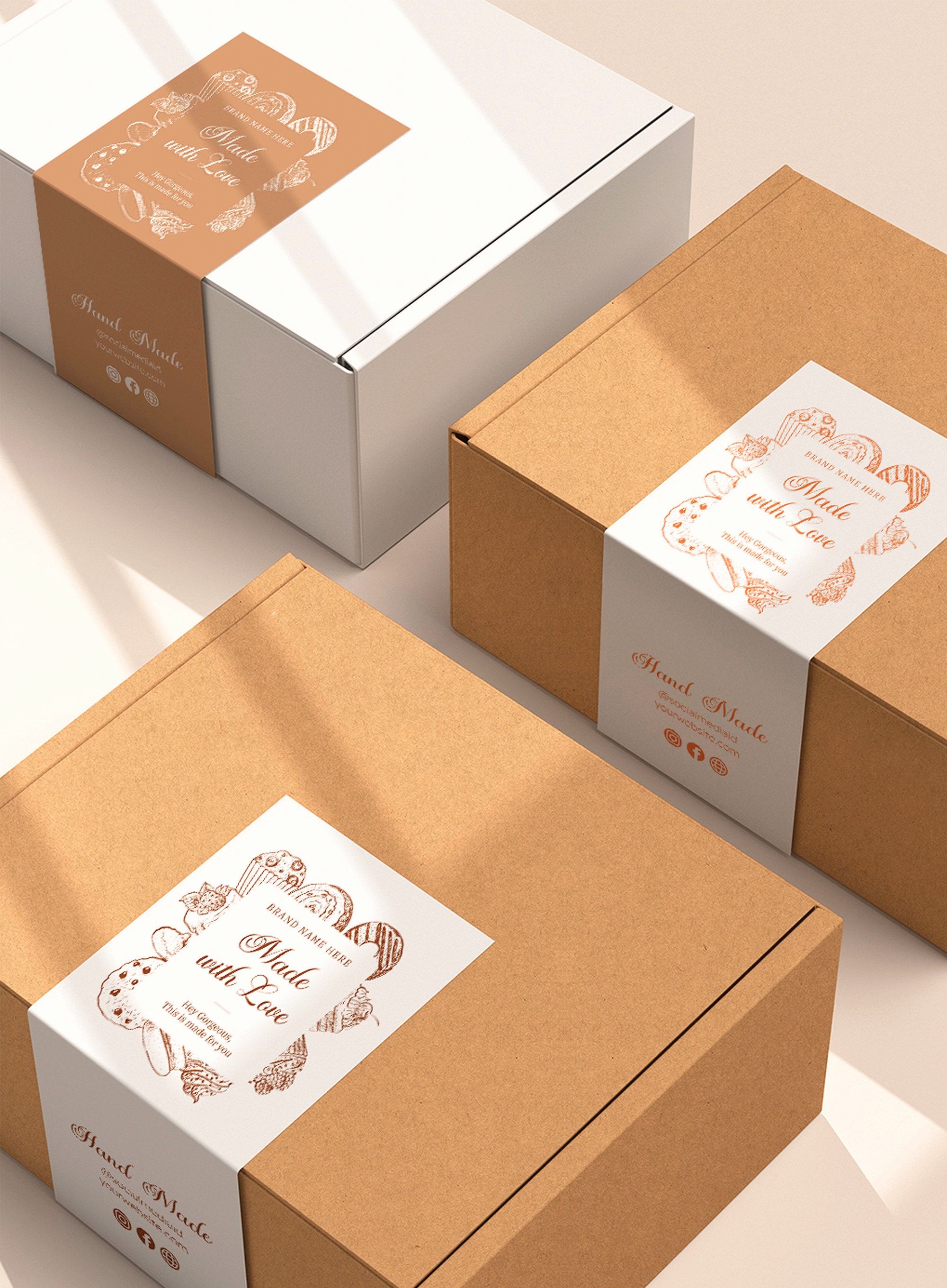 Dessert Box Label Template Canva Order Packaging Seal Sticker Editable ...