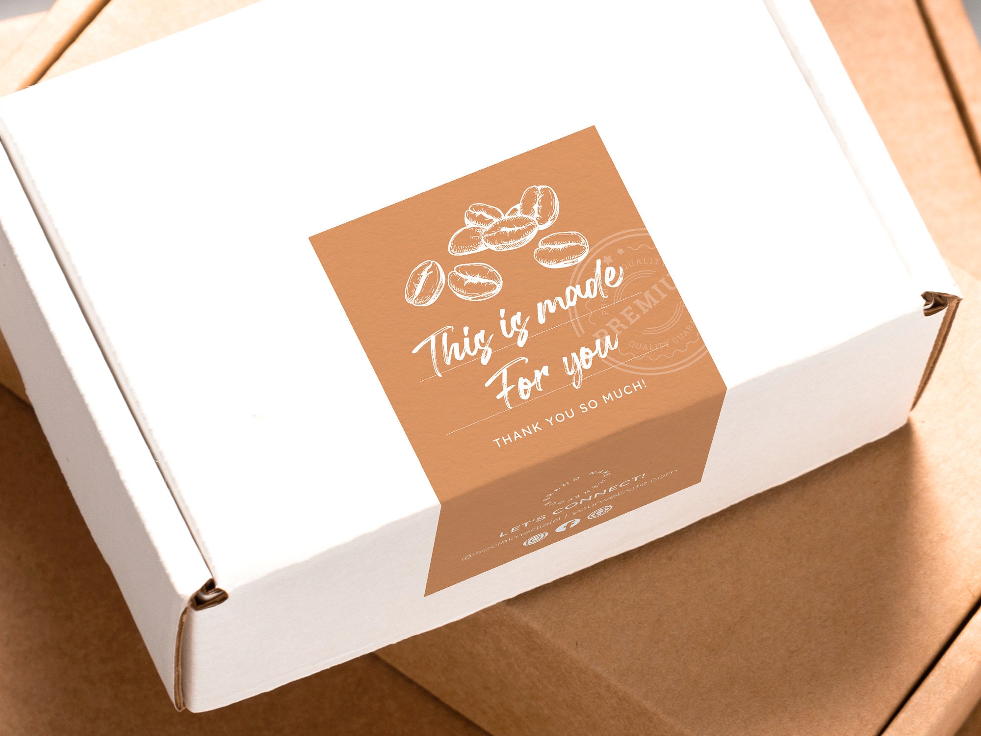 Coffee Box Label Template Canva | Order Packaging Seal Sticker ...