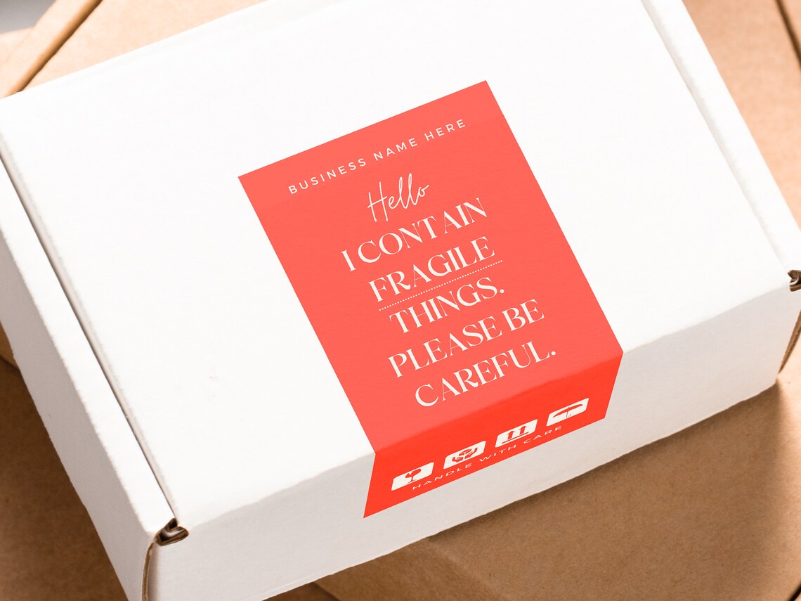Fragile Label Template Canva Handle With Care Sticker - Etsy