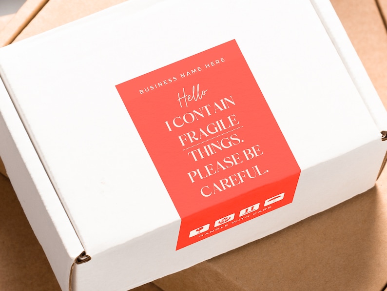 Fragile Label Template Canva Handle With Care Sticker Template Editable ...