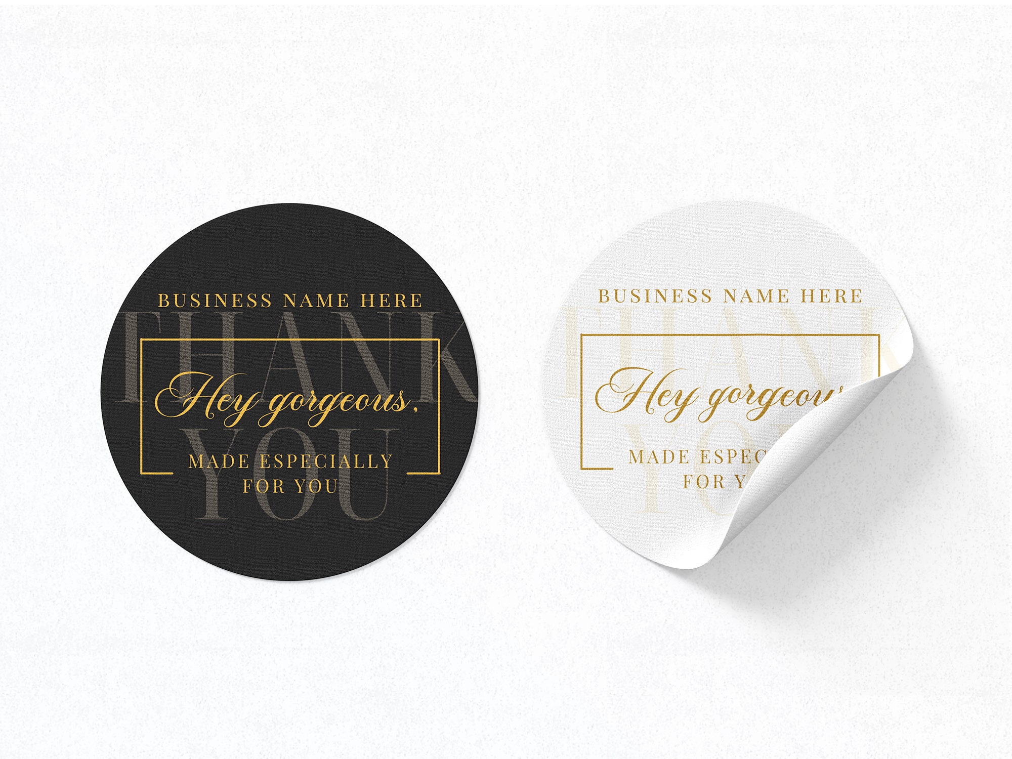 Luxury Thank You Sticker Template Canva Editable Round Small Business ...