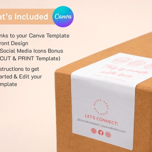 Cupcake Box Sticker Template Canva | Bakery Order Packaging Box Label ...