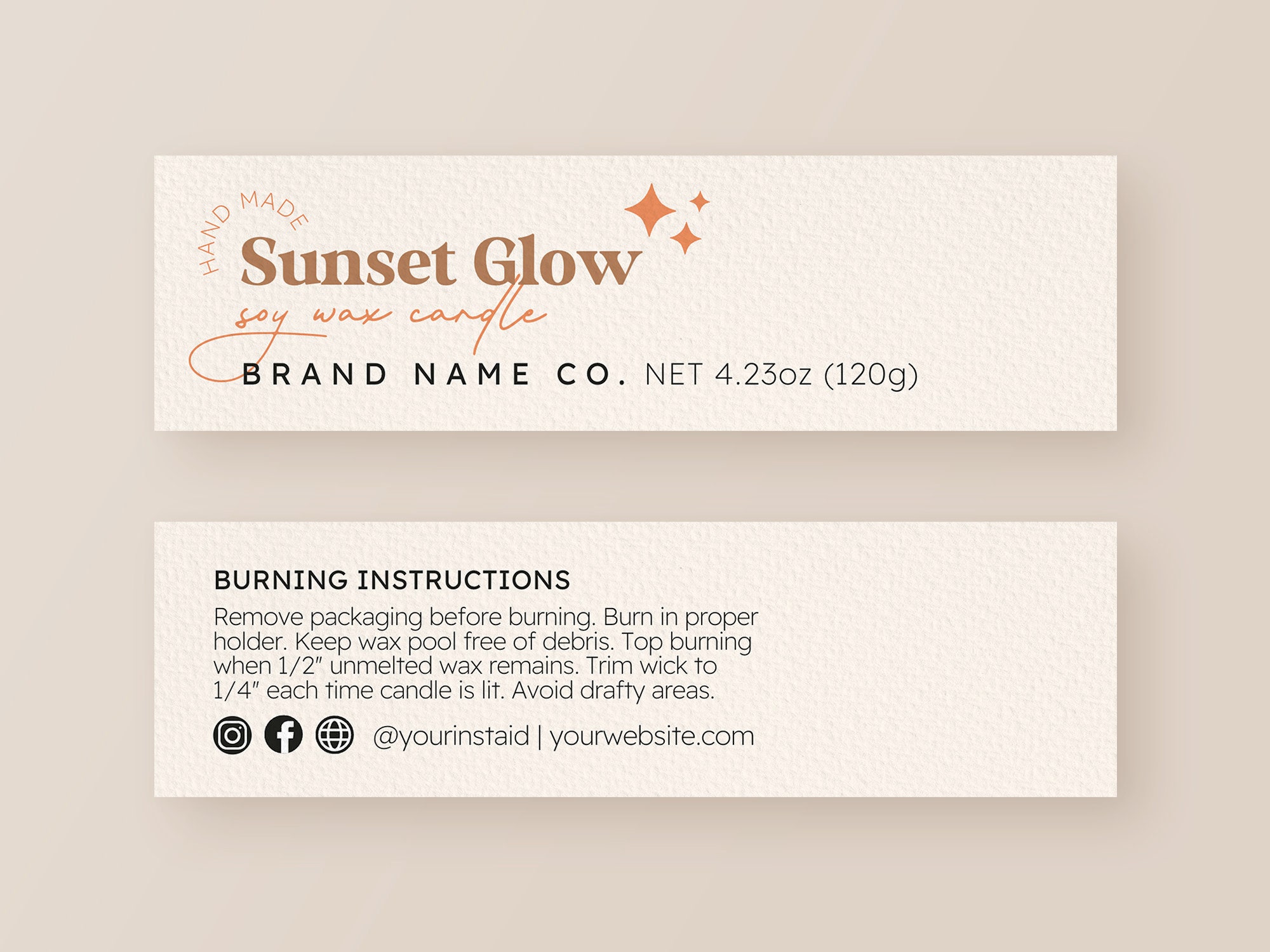 Thin Candle Hang Tags Template Canva Skinny Retro Candle Tag Narrow ...