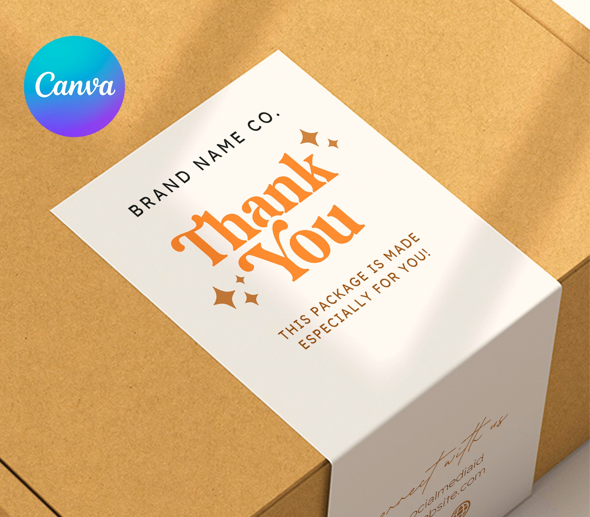 Retro Box Label Template Canva | Order Packaging Seal Sticker ...