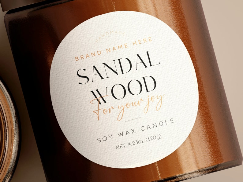 Round Candle Label Template Canva | Editable Canva Round Sticker ...