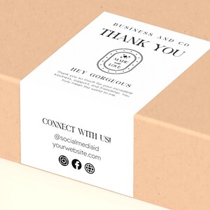 Thank You Box Label Template Canva | Editable Shipping Label ...