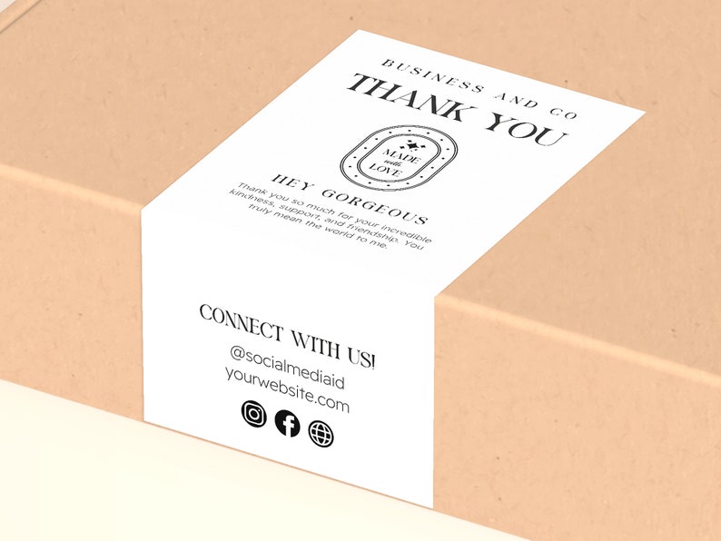 Thank You Box Label Template Canva | Editable Shipping Label ...