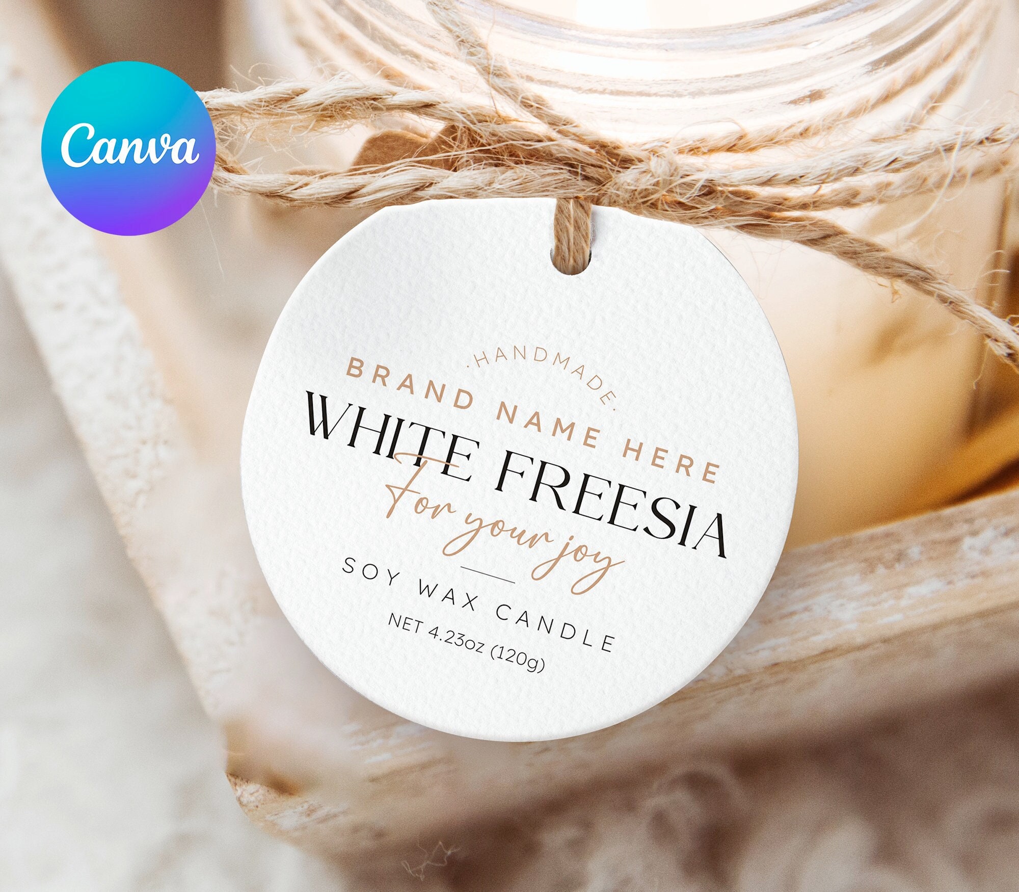 Candle Hang Tag Template Canva Printable, Editable Product Tags Custom ...