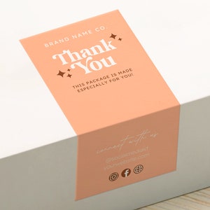 Retro Box Label Template Canva | Order Packaging Seal Sticker ...