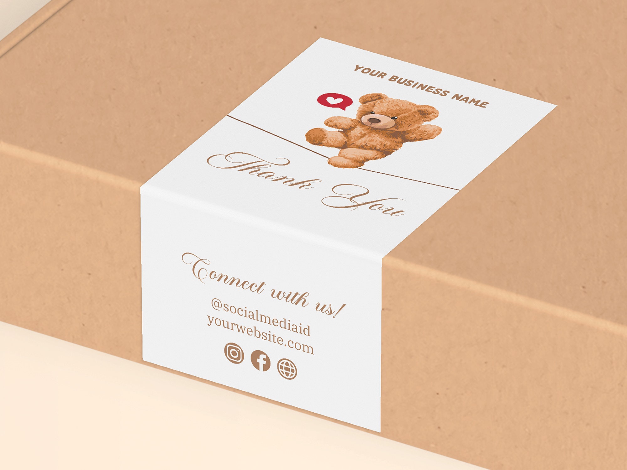 Teddy Bear Box Labels Template Canva | Order Packaging Seal Sticker ...