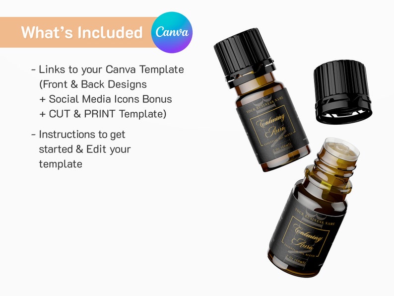 Luxury Oil Bottle Label Template Canva Dropper Bottle Label Design Cosmetic Body Oil Facial Oil ...