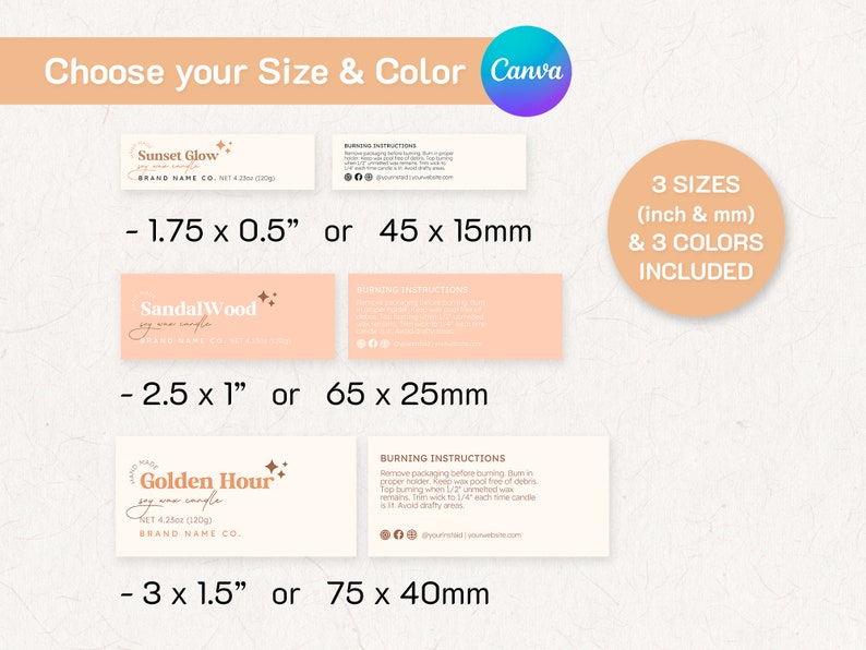 Luxury Candle Tag Template Canva Skinny Black Candle Label Tag Narrow ...