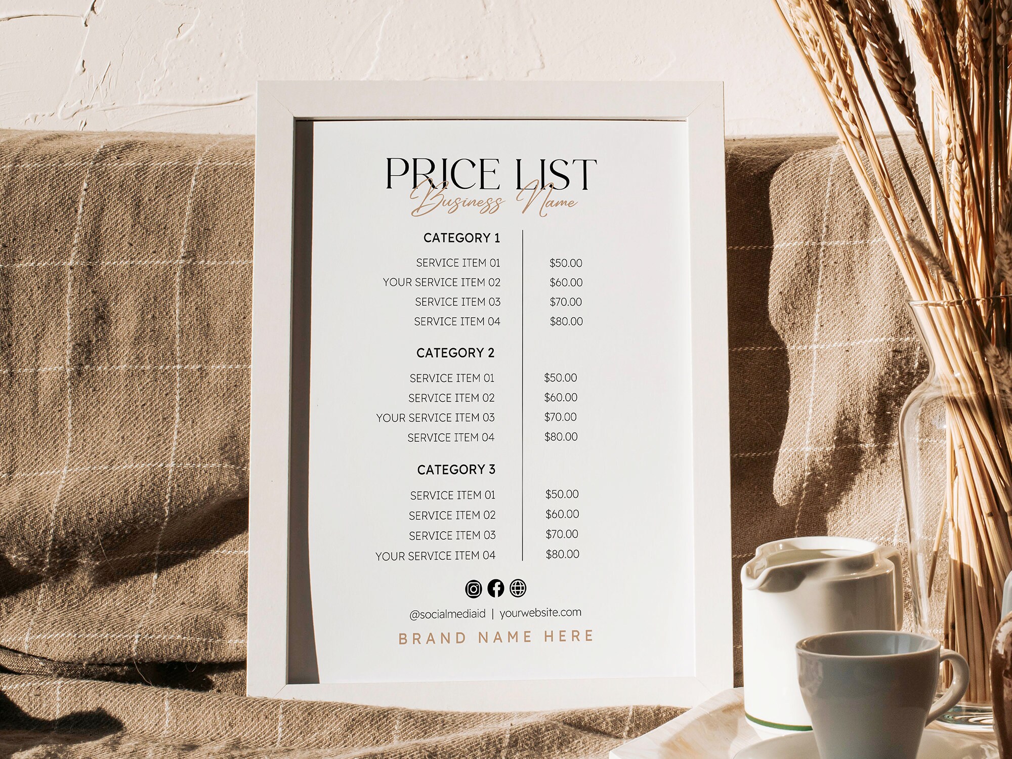 Modern Price List Template Canva Editable Price Sheet Pricing List for ...