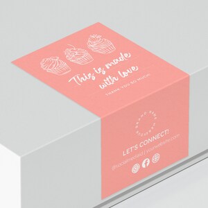 Cupcake Box Sticker Template Canva | Bakery Order Packaging Box Label ...