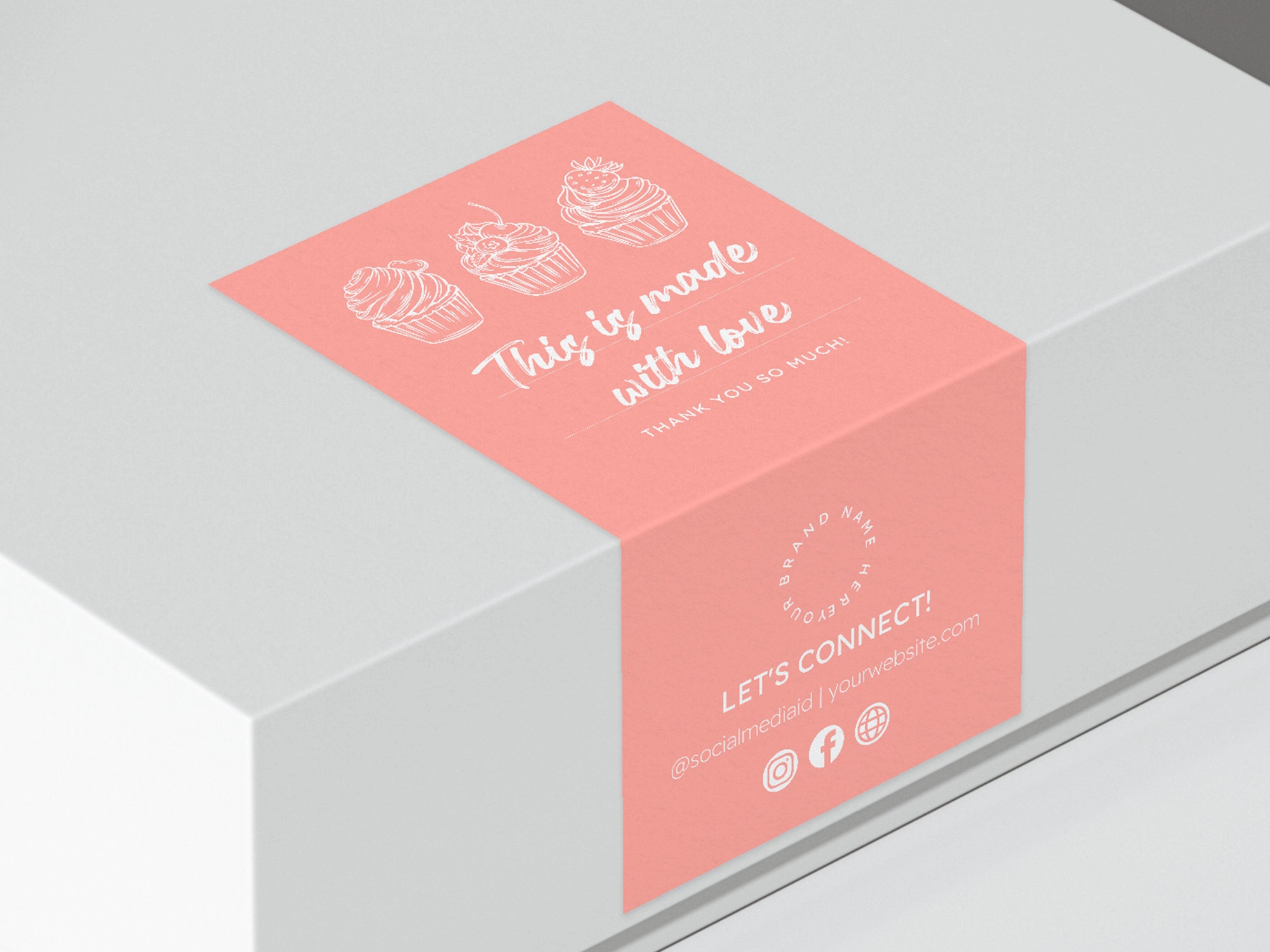 Cupcake Box Sticker Template Canva | Bakery Order Packaging Box Label ...