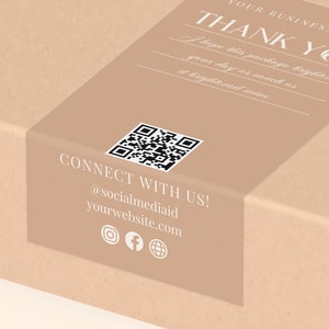 QR Code Box Label Template Canva | Custom Packaging Box Seal | Shipping ...