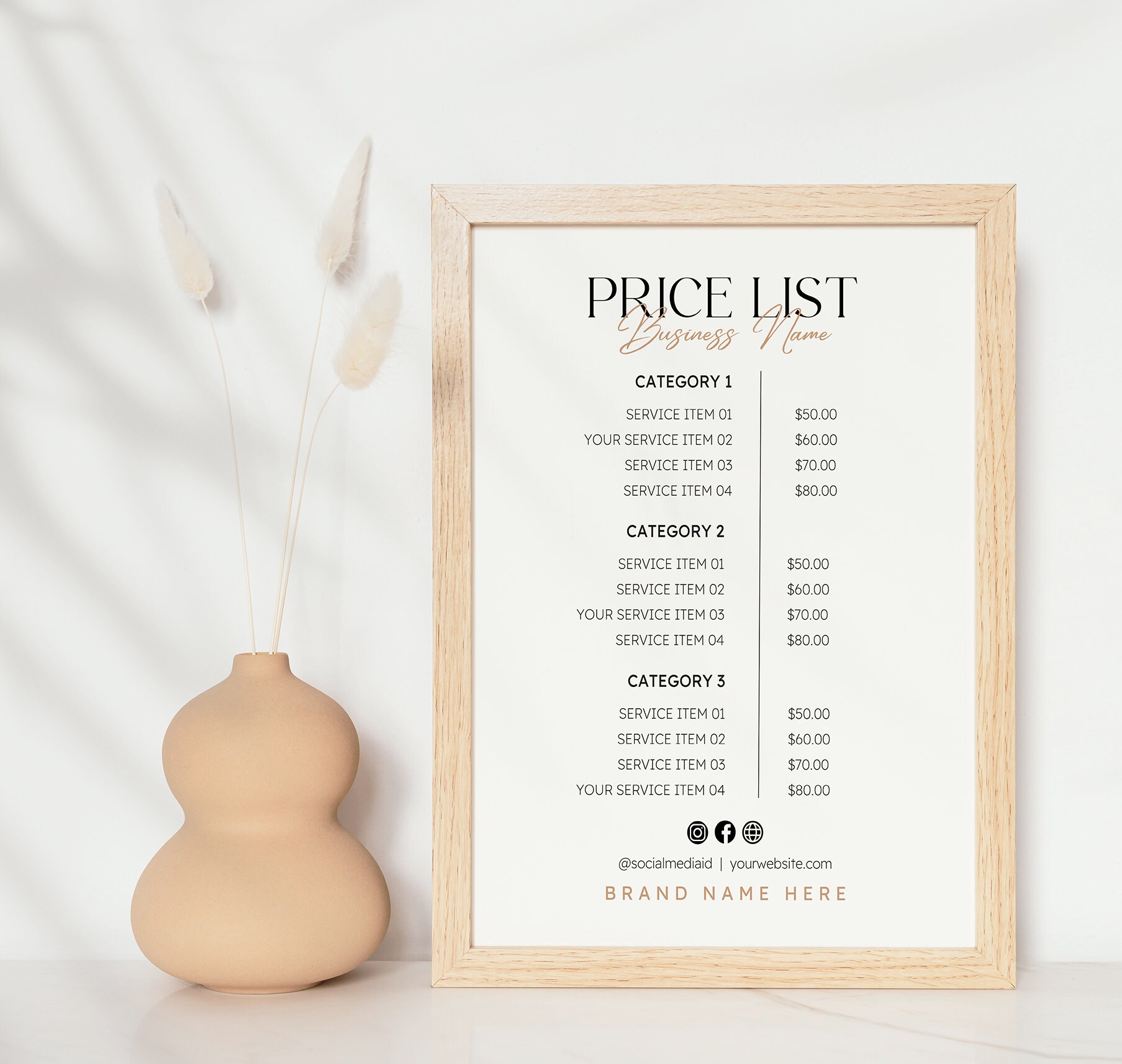 Modern Price List Template Canva Editable Price Sheet Pricing List for ...